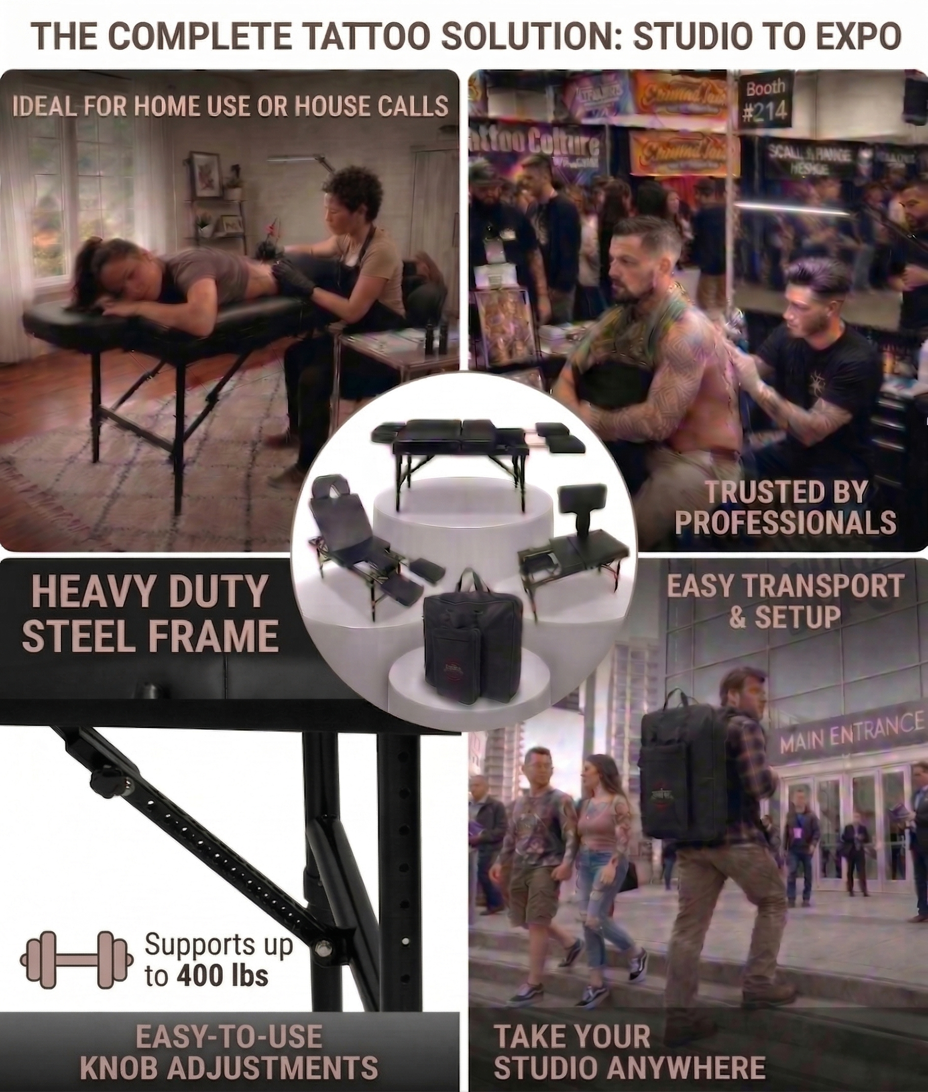InkTable Portable Tattoo Table and Chair with Carrying Case – InkBed